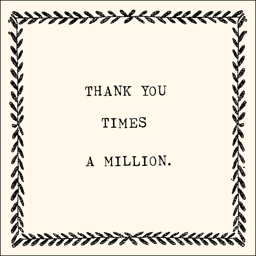 Thank You Times A Million Note Card - The City Farm